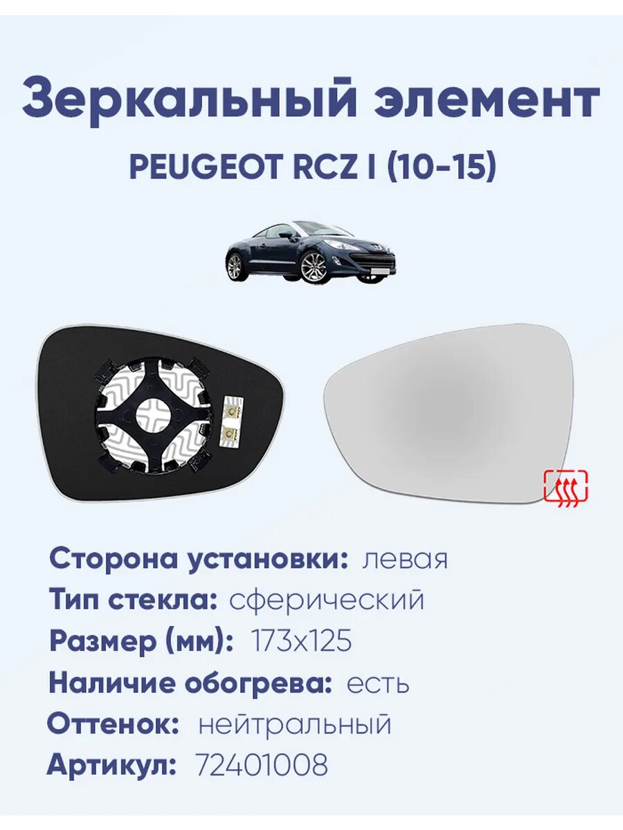 Зеркальный элемент левый PEUGEOT RCZ I (10-15)A72401008
