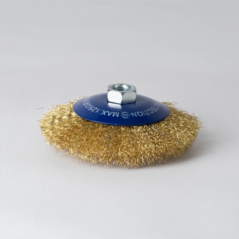 Щетка коническая 125мм/14мм для УШМ, проволока витая латунированная Yoko - 1 шт.