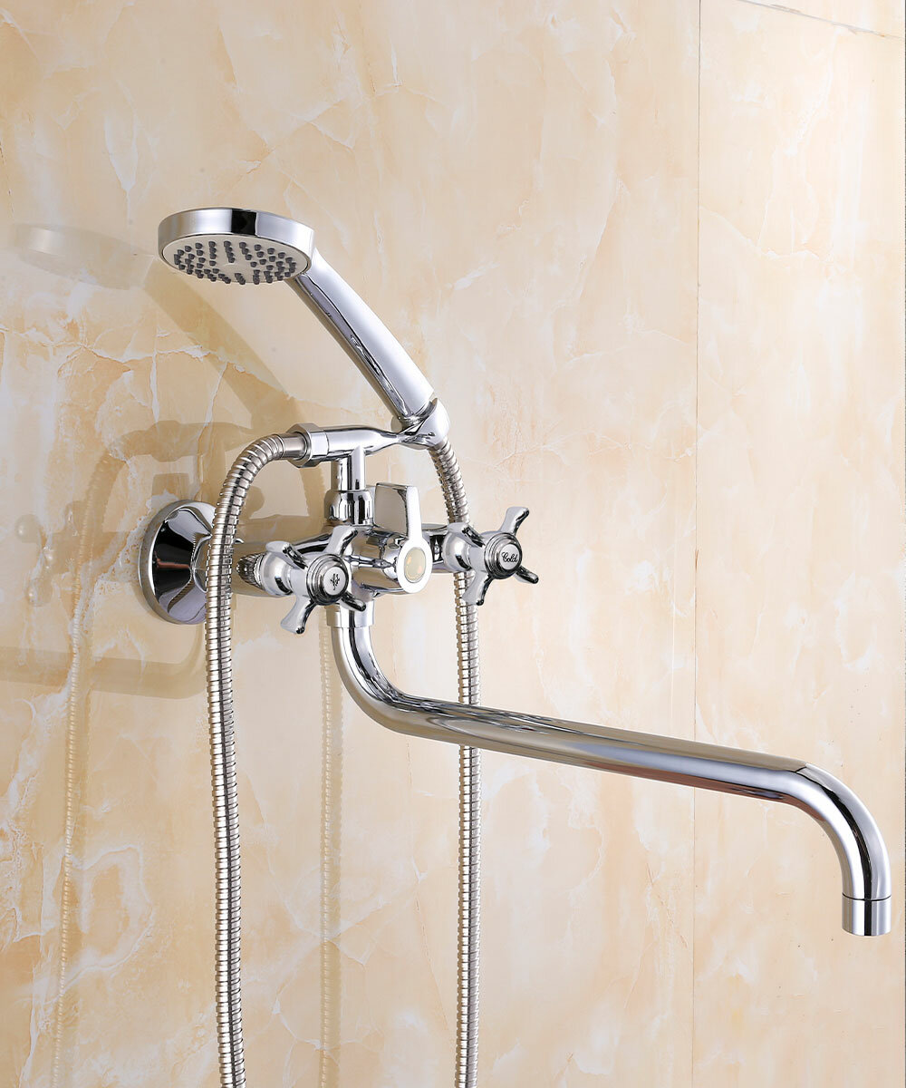 Смеситель для ванны и душа H27051 с поворотным изливом и лейкой в комплекте Hansen