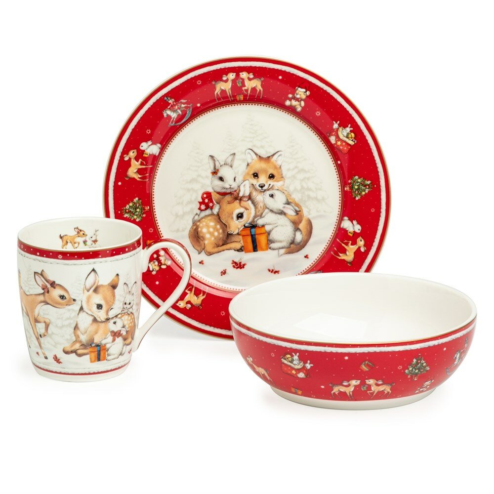 Набор посуды lefard "C новым годом" 3 пр: салатник 800 мл , тарелка 19 см , кружка 400 мл