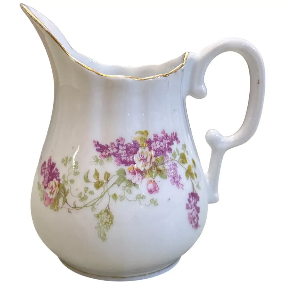 Сливочник "Сирень", 300 мл, фарфор, позолота, 1890-1915 гг, Франция