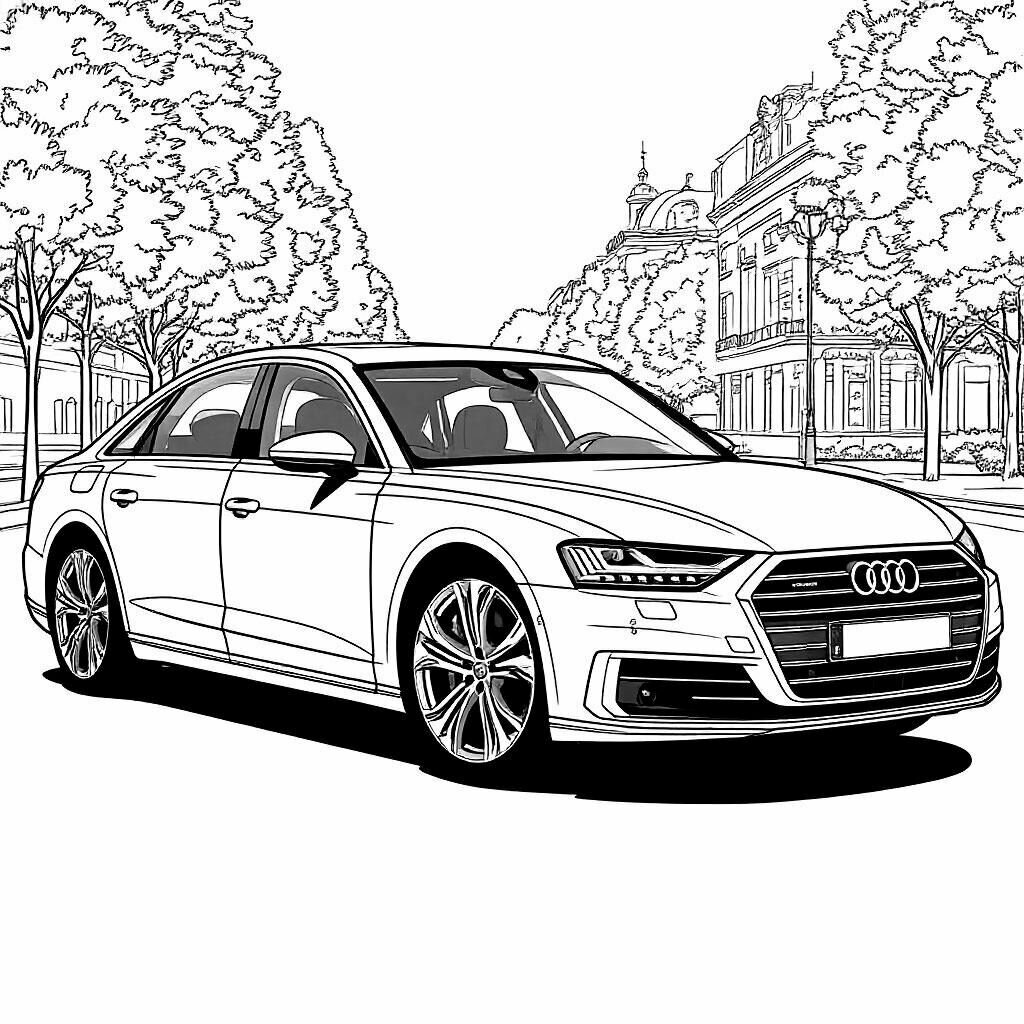 Набор детских раскрасок автомобили "Ауди", плотная бумага формата А4, 10 шт, от 1 года