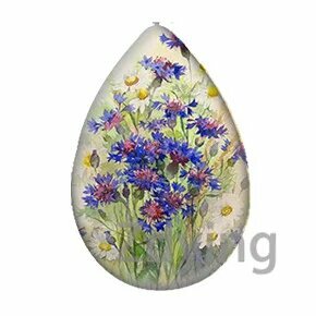 Стеклянные кабошоны с цветами, ZZ290, 10 шт