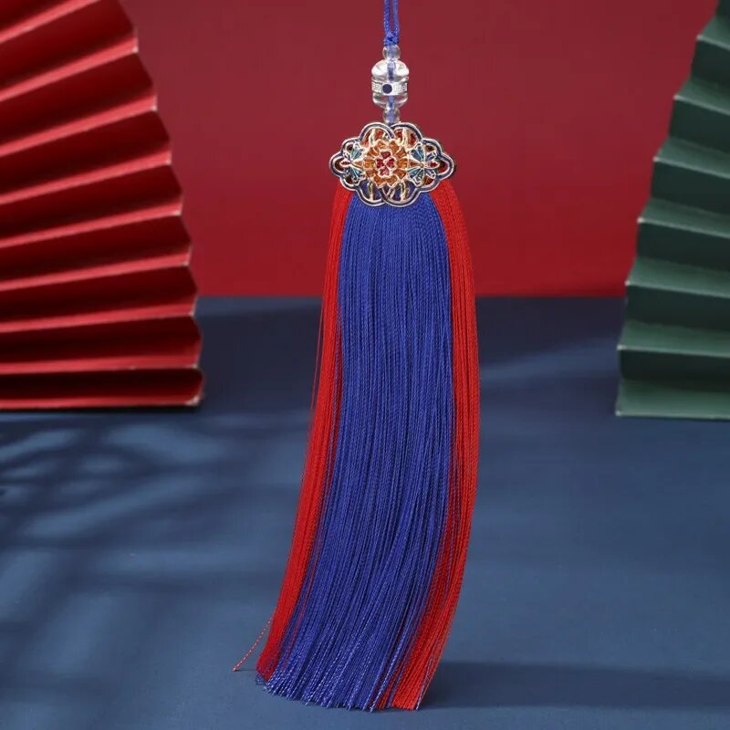 1 шт, двухцветные кисточки с кисточками, шелковистые кисточки ручной работы с петлей для поделок своими руками, закладка, кисточка для изготовления ювелирных изделий, шторы, бахрома Темно-синий, red 0Royal blue 1pcs