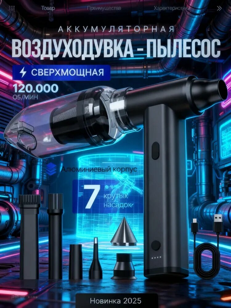 Xiaomi воздуходувка аккумуляторная/ компрессор воздушный/ турбовентилятор 120000 об/МИН турбо вентилятор 8000 мАч