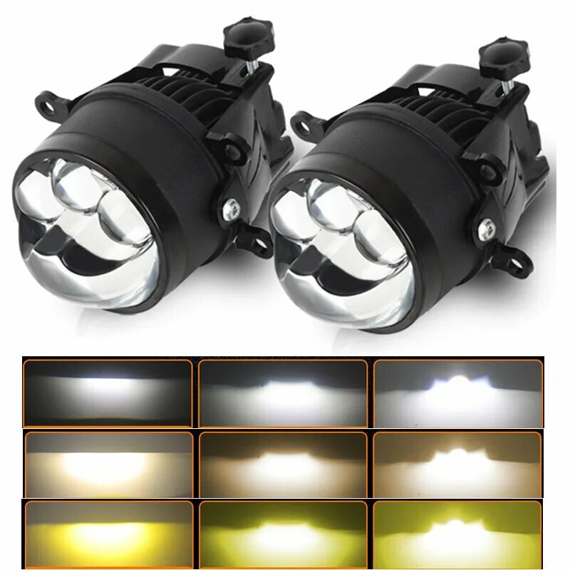 3-дюймовые двухсветодиодные противотуманные фары, светодиодные линзы проектора, противотуманные фары, Bi-Lens Hi-Lo beam для Ford Honda Subaru Fiat Nissan Mazda Peugeot Citroen Universal bracket