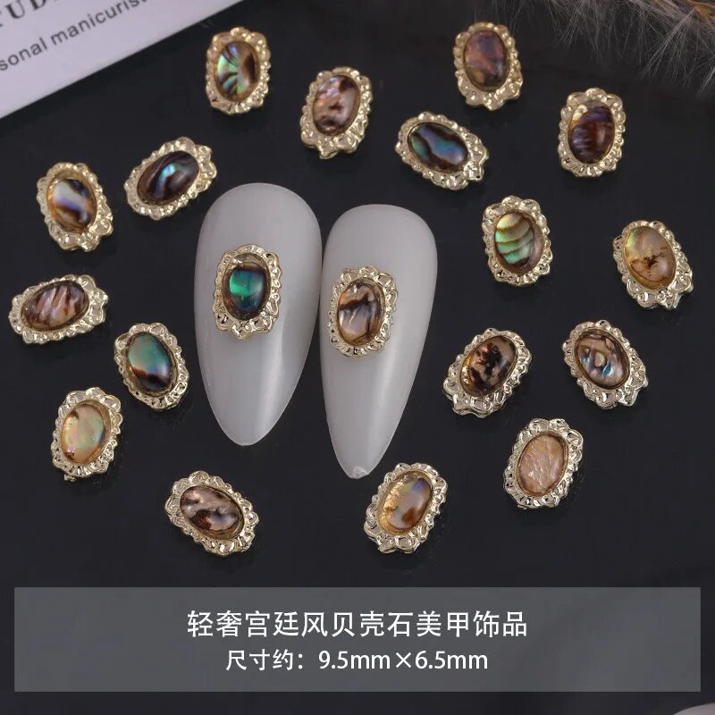 10 шт, королевские подвески для ногтей в стиле барокко-винтажный 3D-металлический дизайн ногтей, антикварный текстурированный декор для ногтей для роскошного маникюра