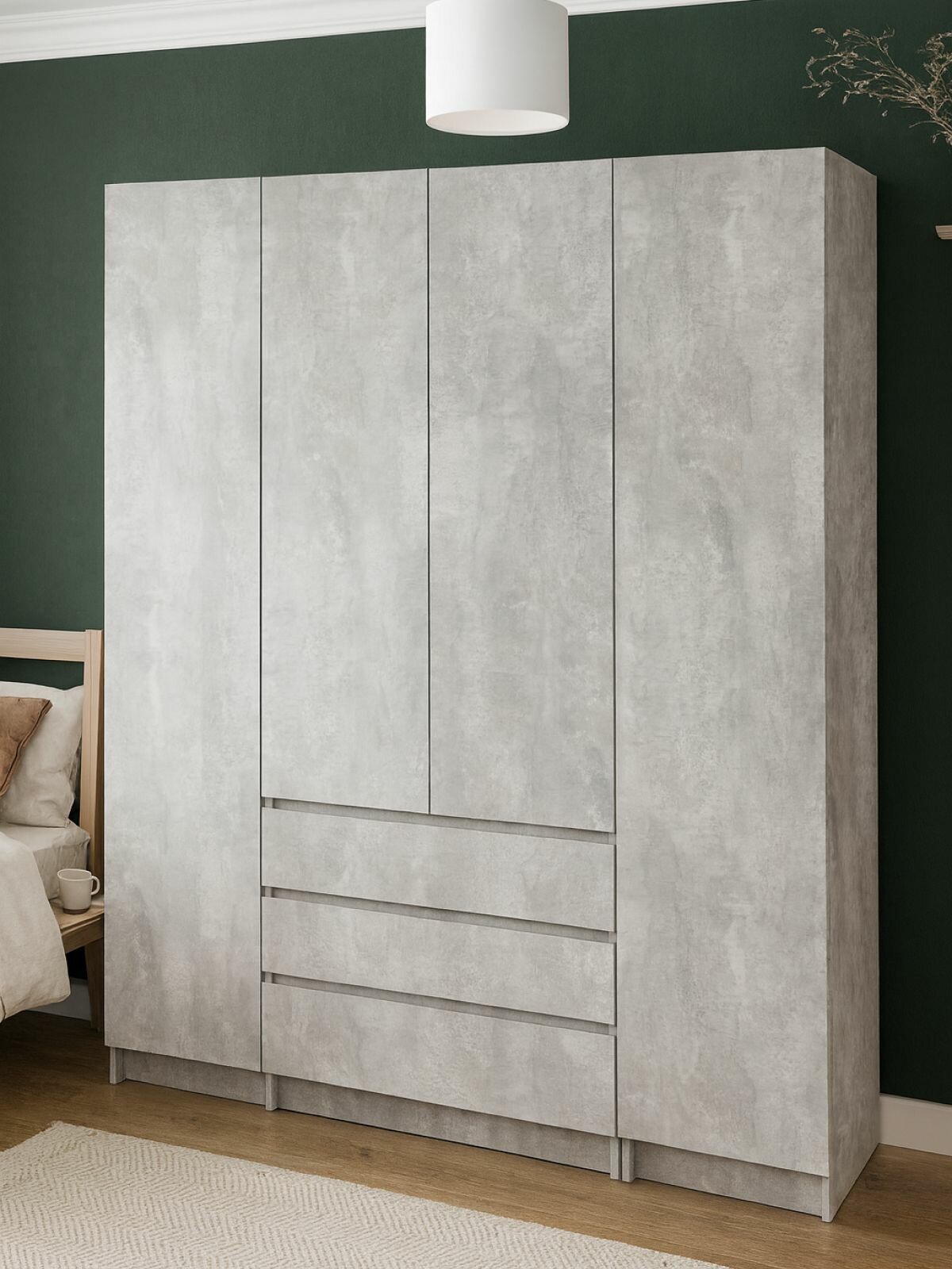 ARNIKA Шкаф распашной с ящиками, для одежды, 160х38х200см, цемент