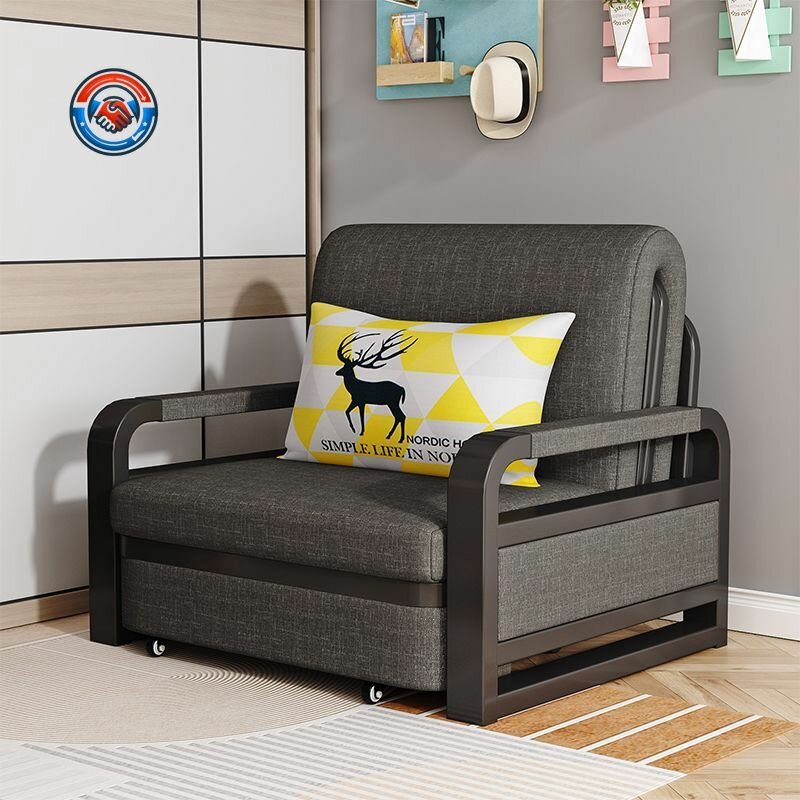 Складной диван-кровать выкатной с ящиком для хранения, серый, раскладной диван-кресло для гостиной и спальни, трансформер экономия места