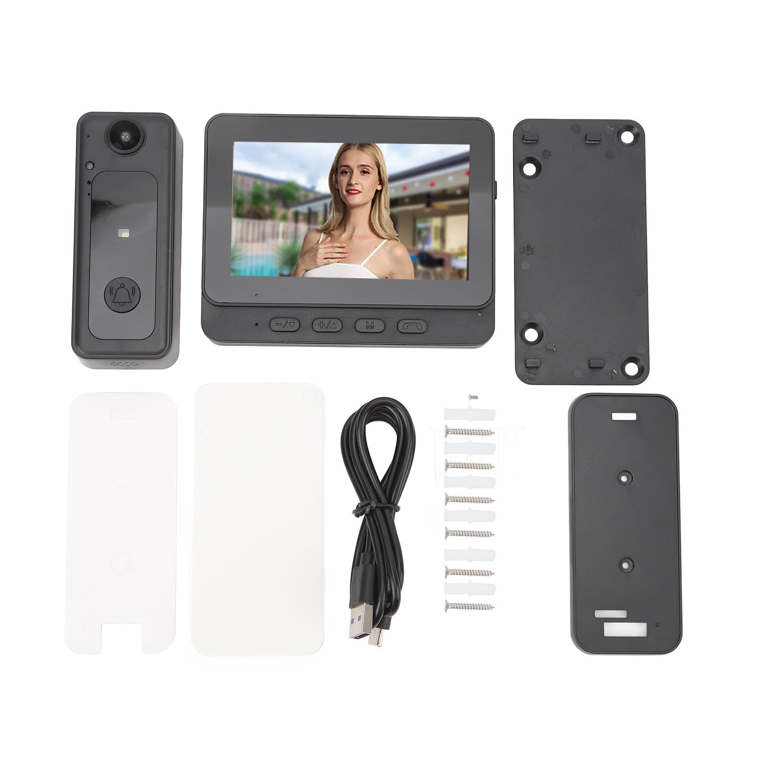 Система видео дверного звонка 1080p Night Vision 4,3 -дюймовый цвет экрана IP65 водонепроницаемый беспроводной интерком -дисплей Video Display