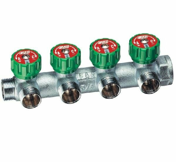 Регулируемый коллектор 1" с 4 отводами FAR (FK 3856 C1) М24х19