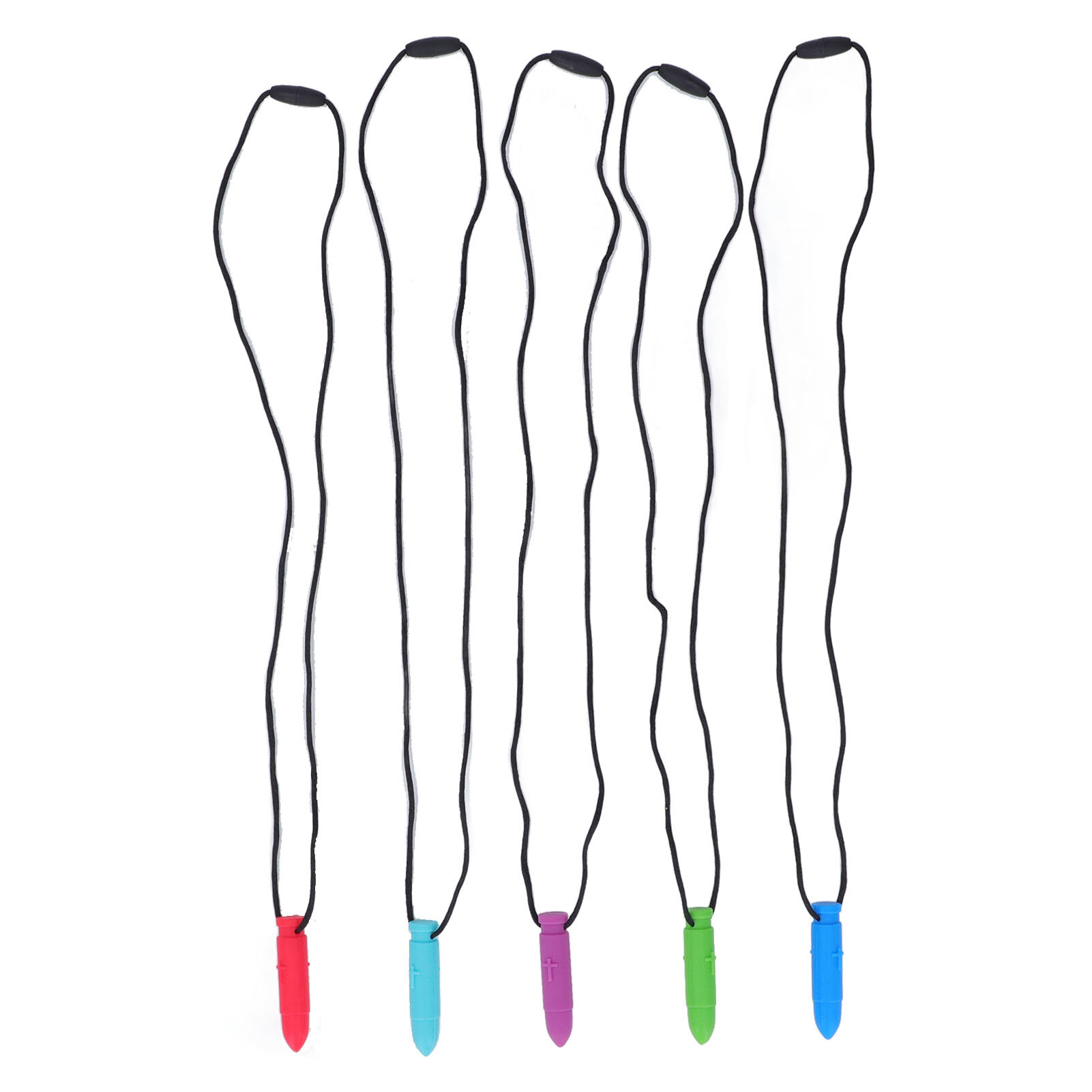 5pcs Baby Chew Sensory Necklace Portable Gum Relief Soft Silicone Teething Chewing Pendant Toy Set
