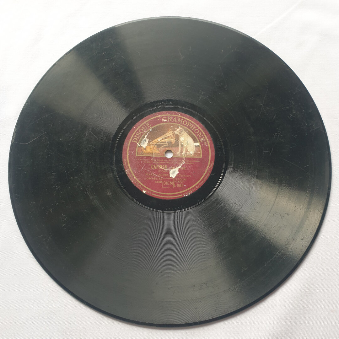 Граммофонная пластинка Carmen, Selection, Marek Weber, оркестр, Disque Gramophone, антикварная.
