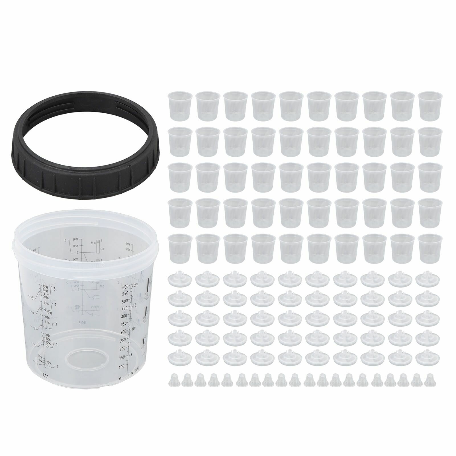 122 шт. одноразовый набор для смешивания краскопультов с уплотнительными кольцами, крышками, система для автомобильного краскопульта 0-600 мл/0-20,3 унции (F110804)