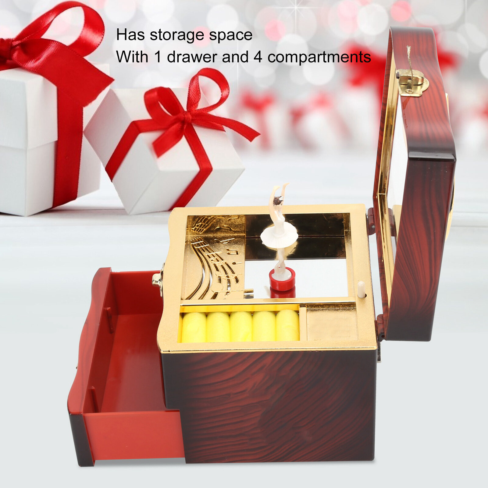 Классическая вращающаяся музыкальная шкатулка для танцора, Заводная рукоятка, музыкальная шкатулка, женские коробки для хранения ювелирных изделий, коричневый