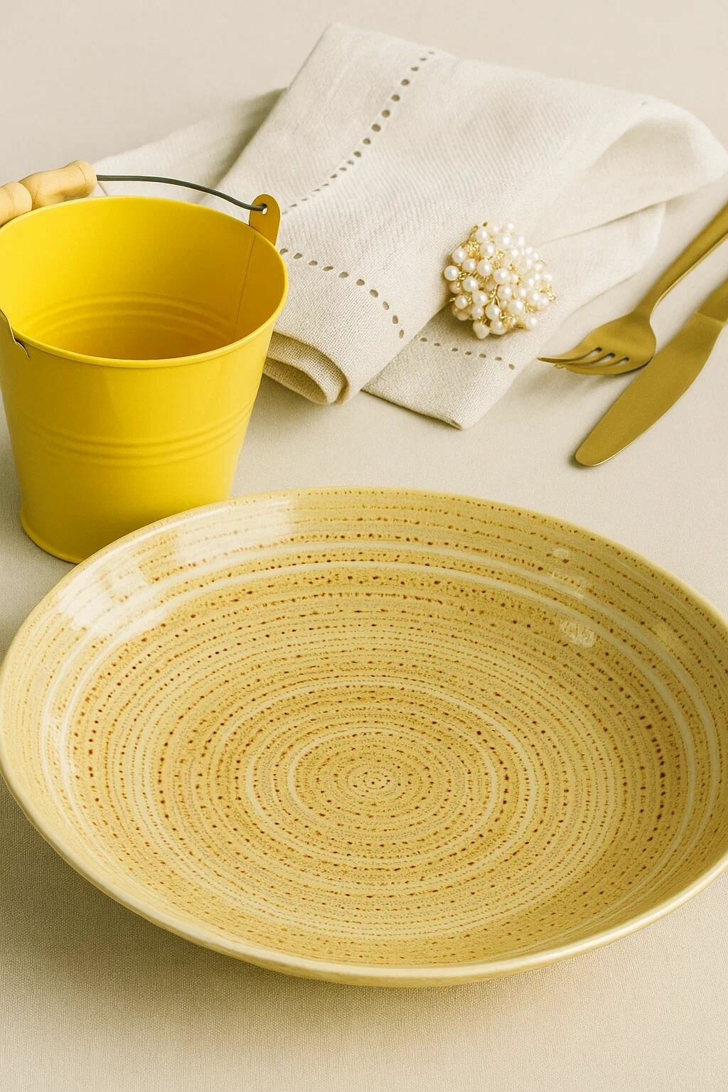 Набор тарелка 28 см, ведерко сервировочное RAK Porcelain 2 предмета. Премиум фарфор. АОЭ