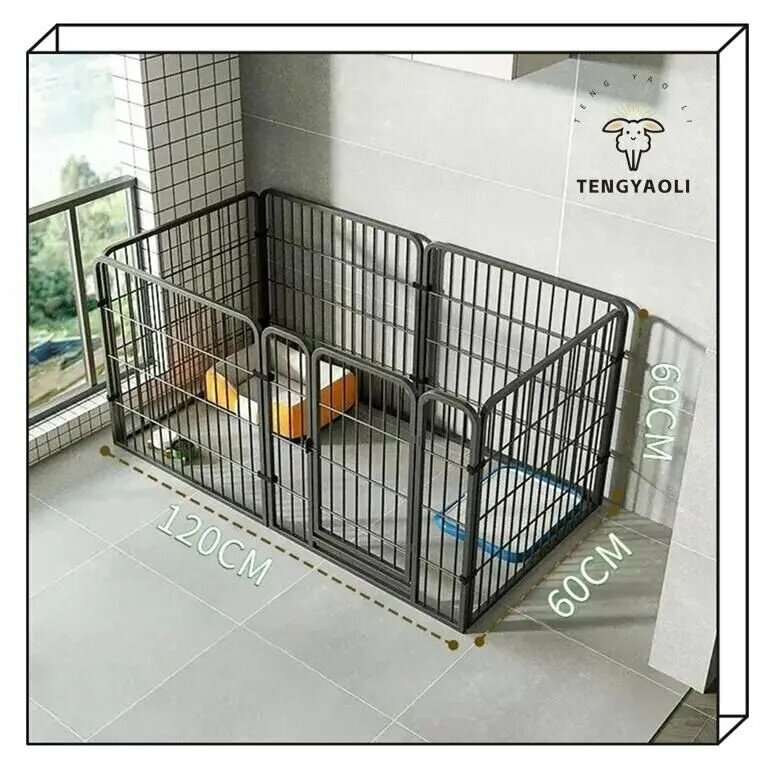Усиленный вольер для собак, кошек, кролика. Металлическая складная клетка для крупных, средних и мелких пород домашних животных. Уличная будка для щенков и котов. 6 секций