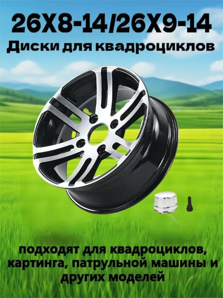 (C1)14-дюймовые диски для квадроциклов, подходящие для 26X8-14 или 26X9-14 Мотошины 165/R14 Front