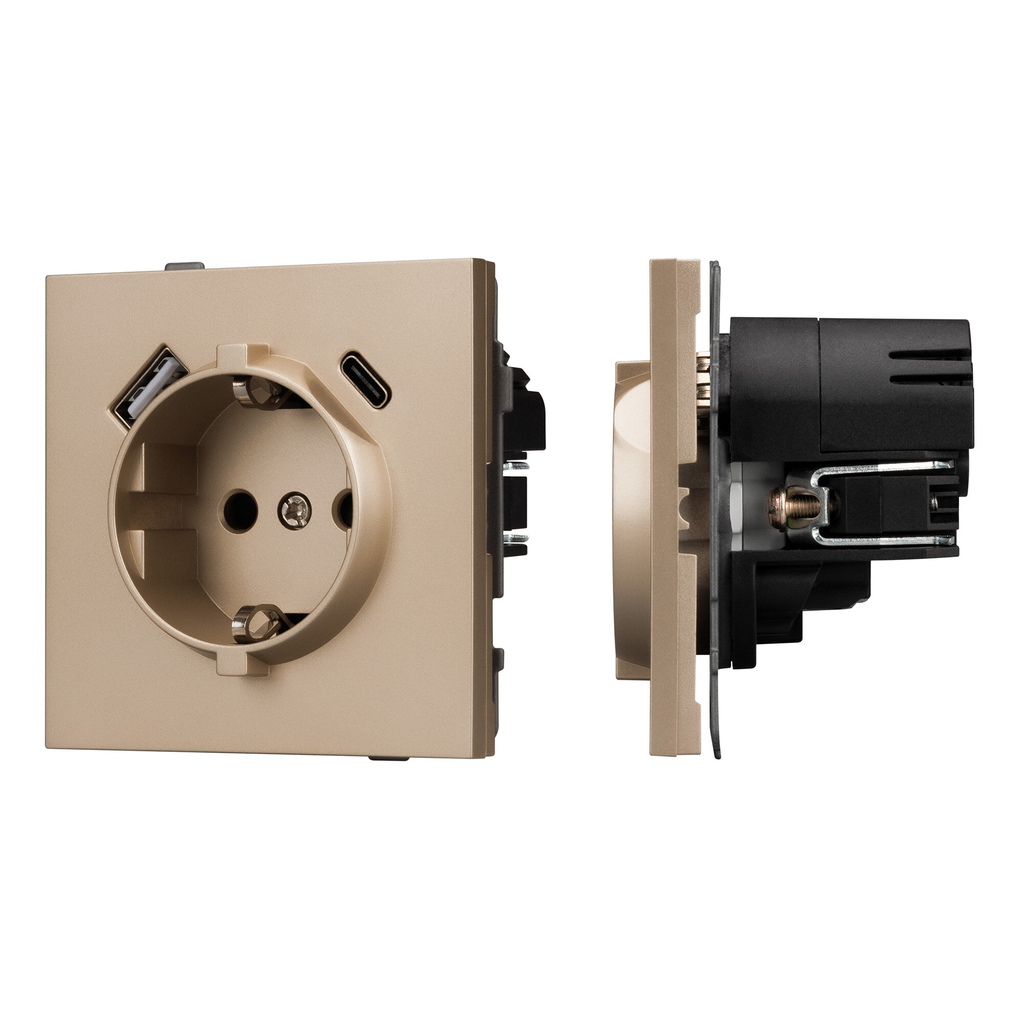 Механизм розетки с USB зарядкой SCT-TENDO-MUAC-PL-GD (230V, 16A) (Arlight, Песочный) 054089