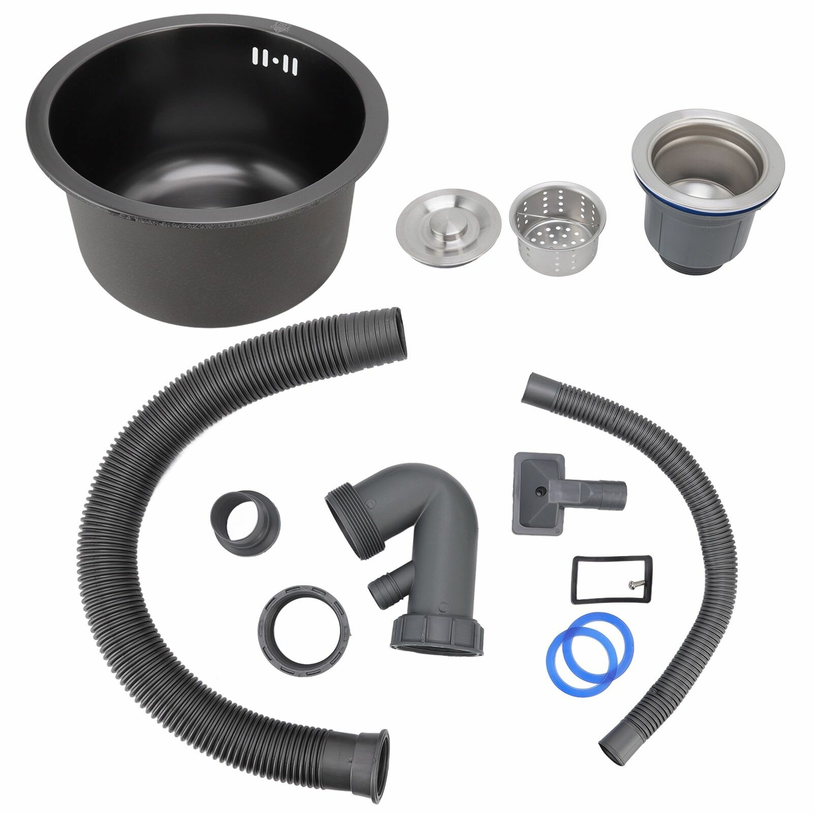 Мини-круглая кухонная мойка с барной стойкой, раковина из нержавеющей стали, одна чаша со сливом, аксессуары для дома, черный