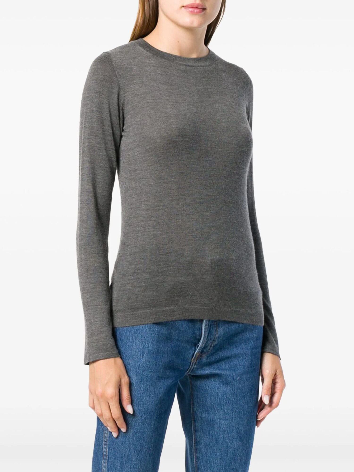 Свитер BRUNELLO CUCINELLI Long-sleeve fitted sweater, размер 42, , серый — фото 1