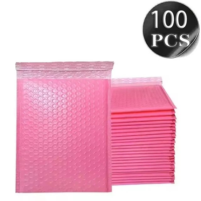 Пузырьковые почтовые конверты 100 шт. Розовый, 18*23 см, Pink