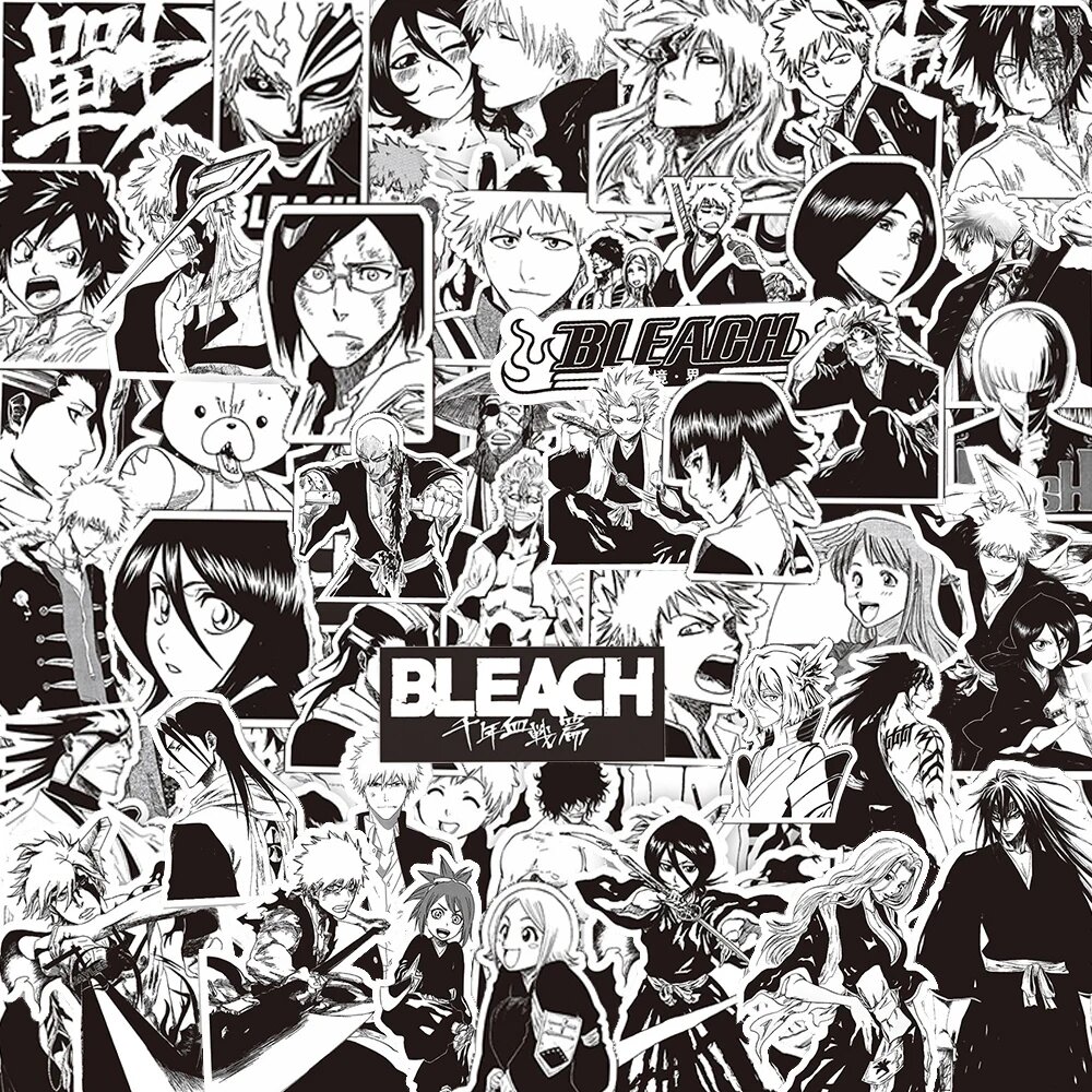Набор наклеек Bleach 10/30/75 шт, черно-белые 10PCS