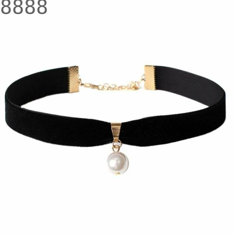 Жемчужное бархатное ожерелье-ошейник в стиле Харадзюку