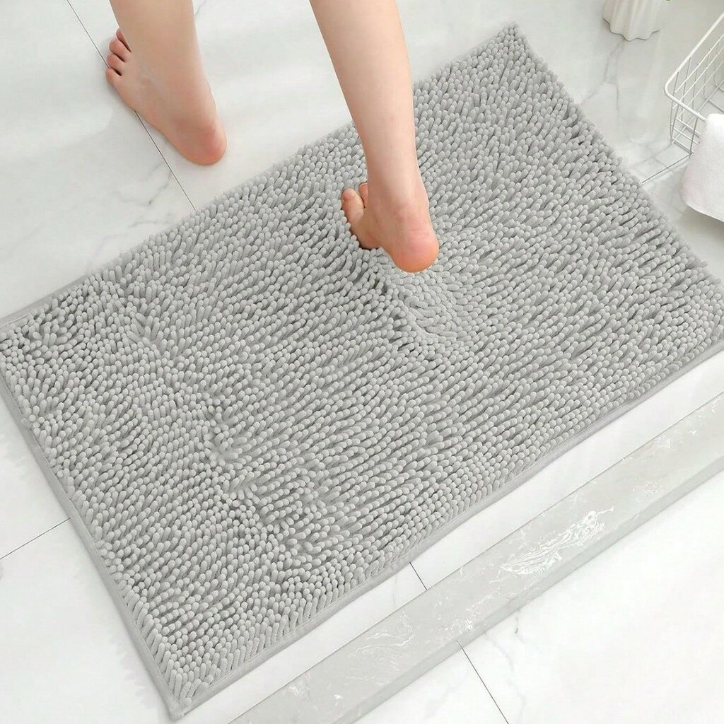Ковровое покрытие полиэстеровое нескользящее для входной двери для дома кухни ванной с машинной стиркой серый 40x60 см