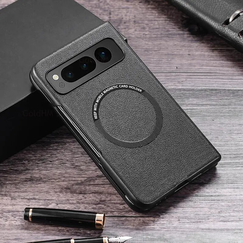 Черный кожаный чехол для Google Pixel Fold с MagSafe