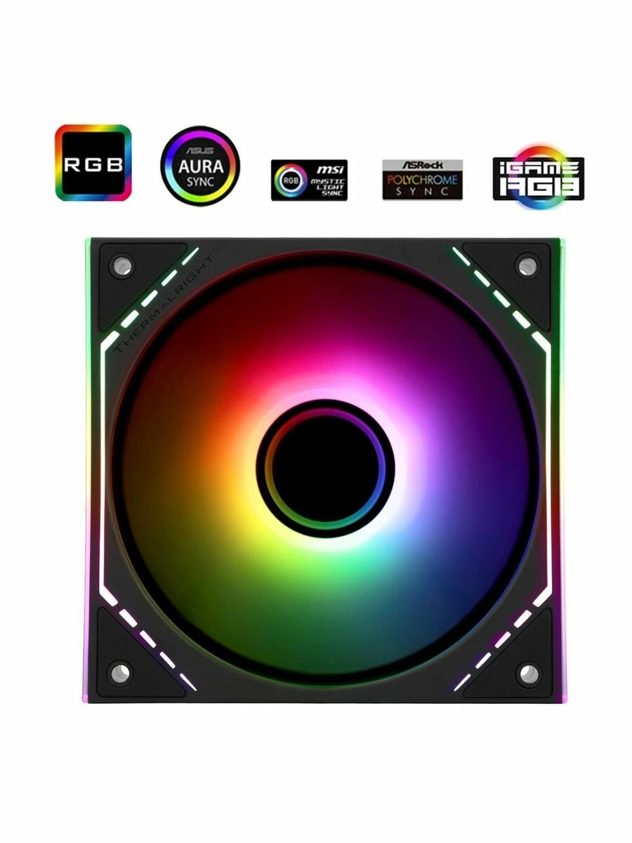 Реверсный вентилятор для корпуса Thermalright TL-M12 120*120*25 тихий с эффектом бесконечности на ребрах, цвет черный с ARGB