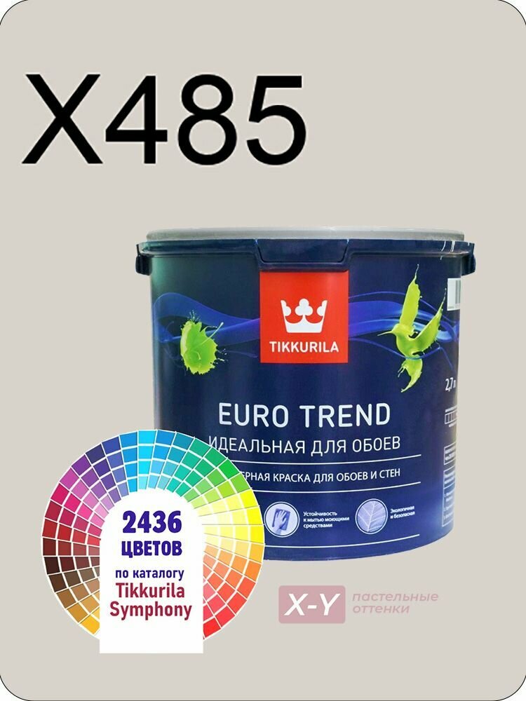 Краска для обоев Tikkurila Euro Trend 2,7л. пастельные оттенки X485
