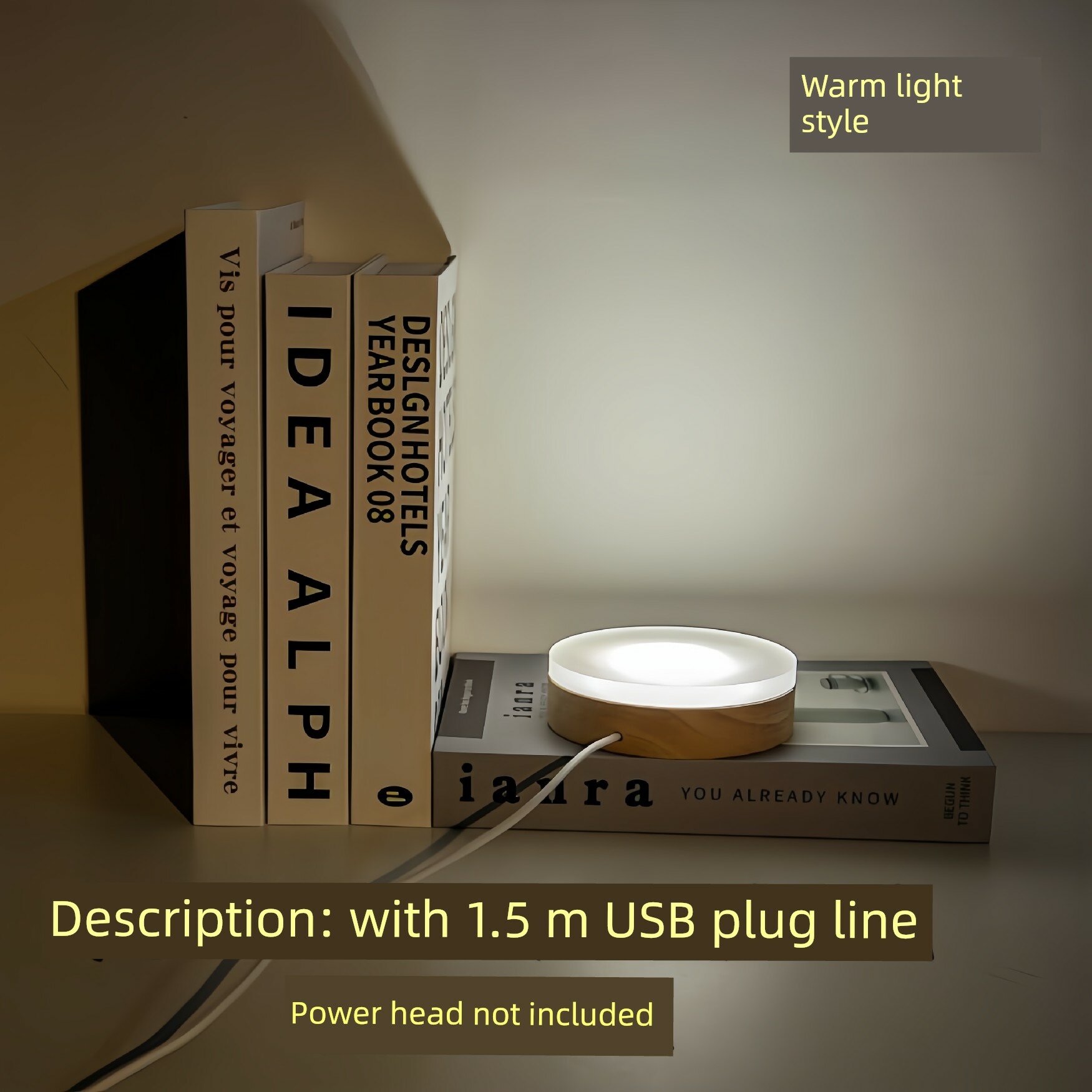 Диффузорная панель из массива дерева, акриловый светодиодный ночник с USB-подключением, сенсорная зарядка,