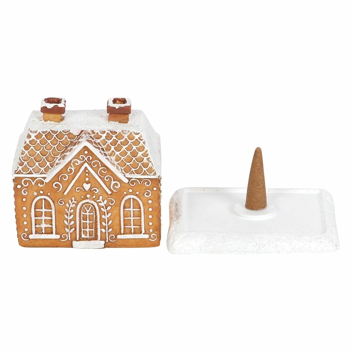 Asblyjos-1PCS Курильница для благовоний в виде пряничного домика, Рождественская курильница из смолы, Украшения для камина