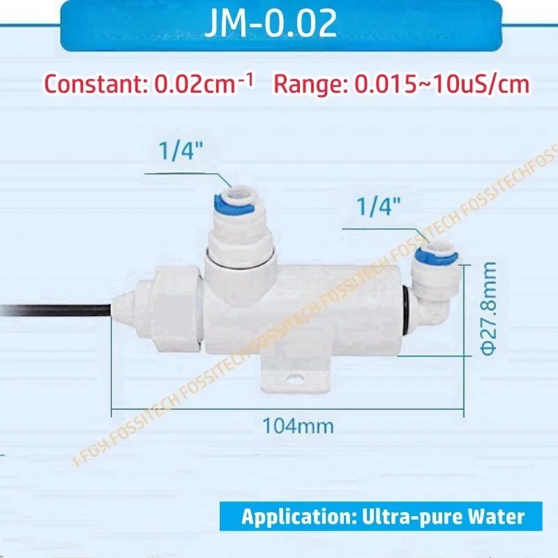 Электрод проводимости воды JM-0.02, 0.02cm⁻¹, 0.015-10uS/cm, 1/4"