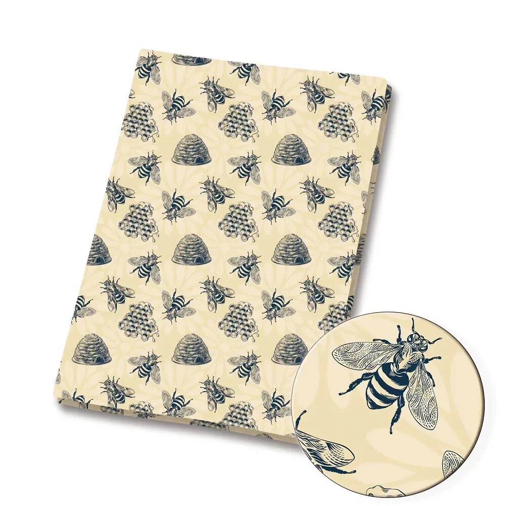 Полиэстер Хлопок ткань с рисунком пчелы 140*50 см Polyester cotton, 1002