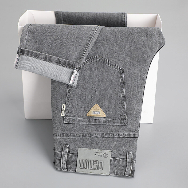 Охоты Брюки JYL Толстые джинсы эластичные широкие прямые молодежные стильные универсальные повседневные