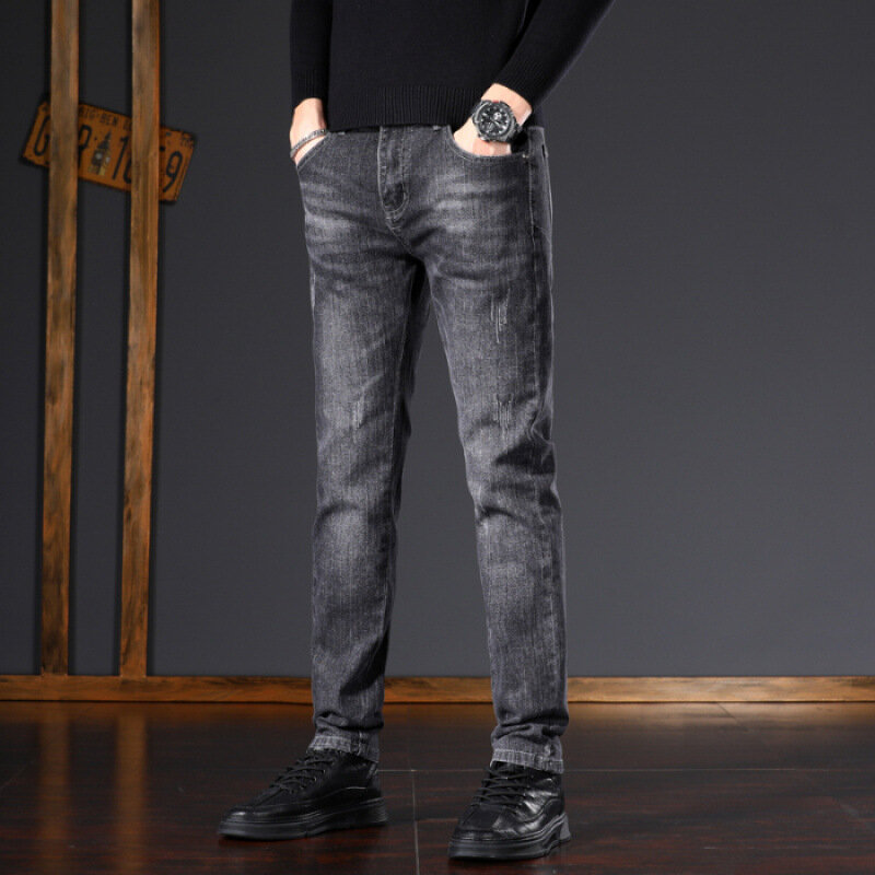 Слим тапер джинсы Rong Новые джинсы мужские корейский стиль модные малые прямые эластичные комфортные модные универсальные, Размер_34