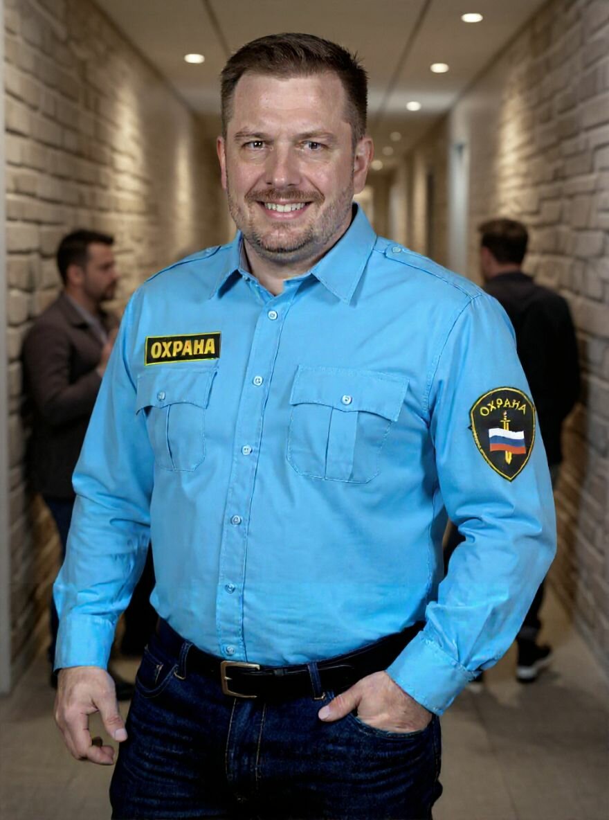 Рубашка с логотипом "Охрана" длинный рукав