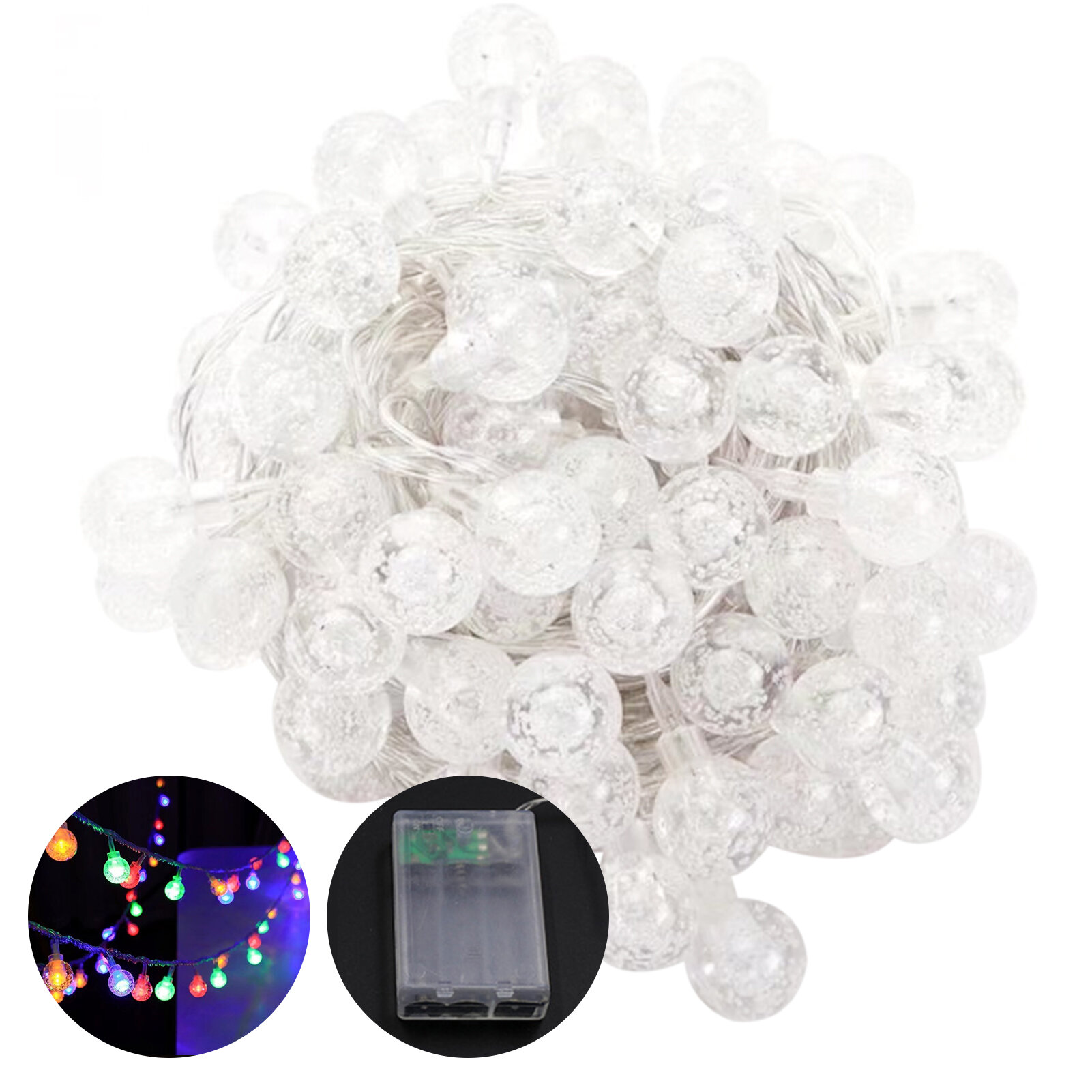 Светодиодная лента с пузырьковыми шарами Globe Design 3 метра/9.8 футта 30 светодиодов, 2 режима освещения: постоянный свет и мигание, водонепроницаемость IP44, питание 3 батарейки AA, для Хэллоуина, вечеринок, дома, украшения, подарков