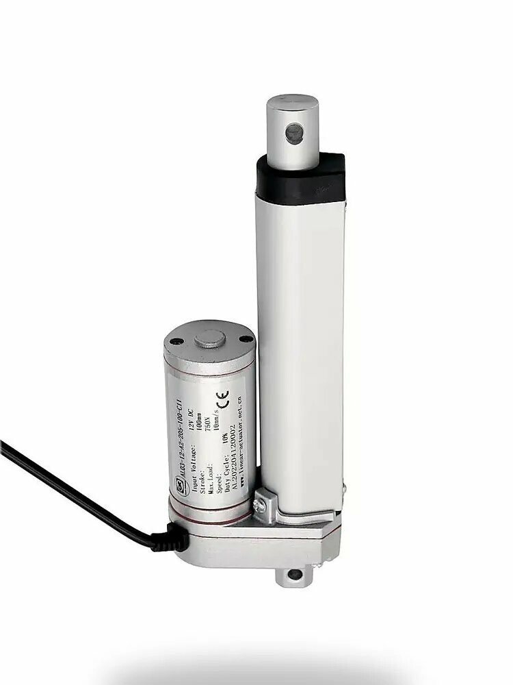 Линейный привод 12В 750N (75 кг), ход 100 мм, скорость 10 мм/с для автоматических ворот