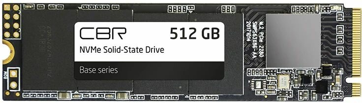 Внутренний SSD-диск CBR SSD-512GB-M.2-BS24b, Внутренний SSD-накопитель, серия "Base", 512 GB, M.2 2280, PCIe 3.0 x4, NVMe 1.3, 3D TLC NAND, R/W speed up to 3100/2000 MB/s, TBW (TB) 360, OEM