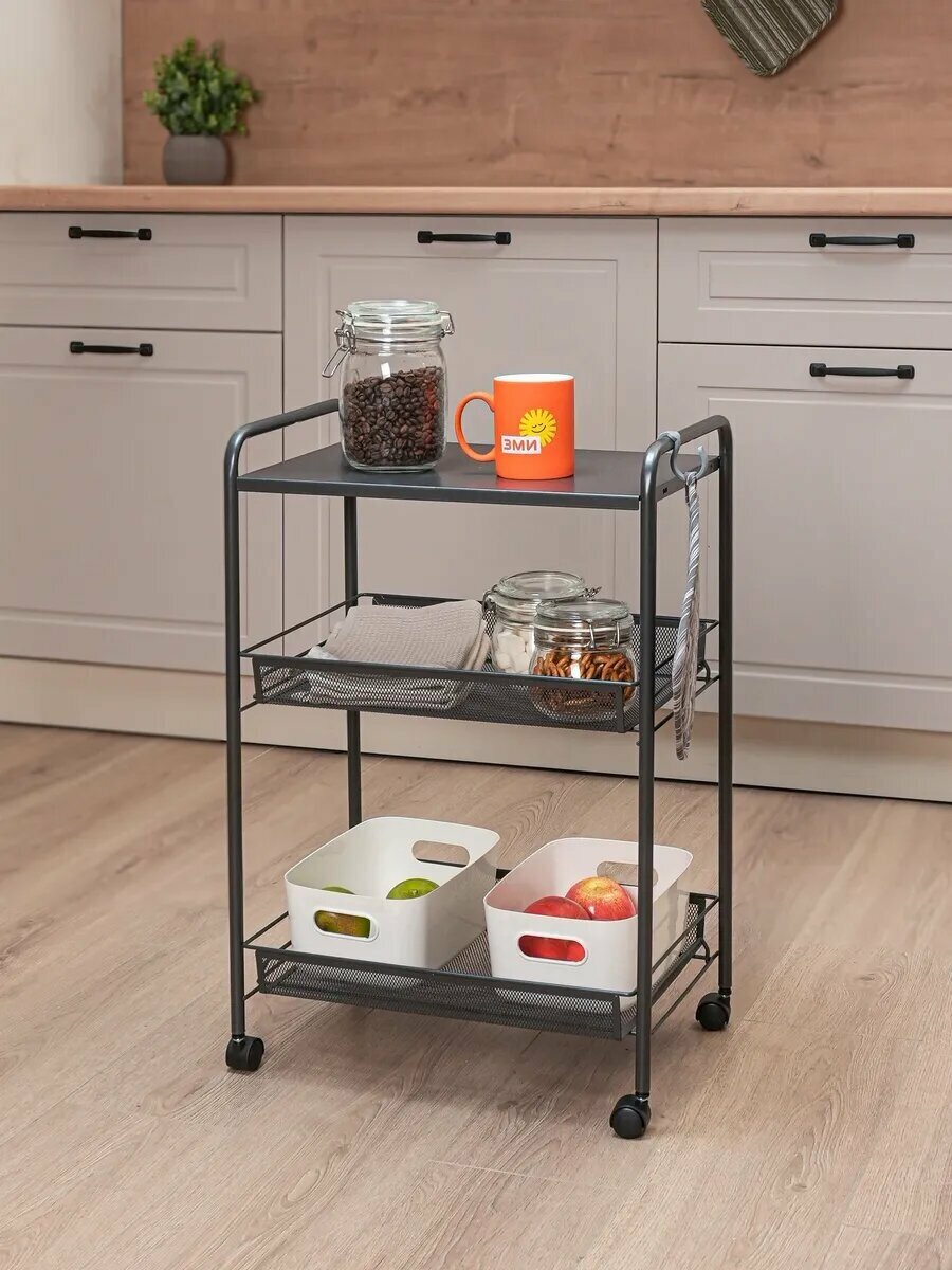 Этажерка Ладья на колесиках, металлическая, для кухни