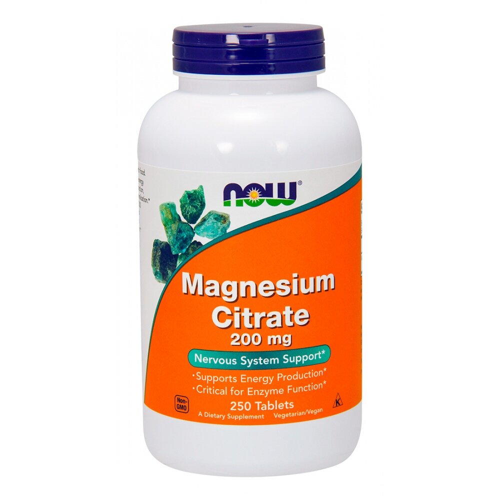 NOW Magnesium Citrate, 200 мг / 250 таблеток