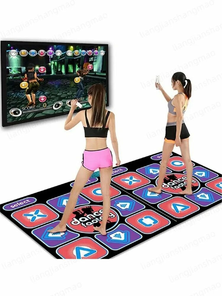 Русифицированный танцевально-игровой коврик проводной для двоих, 32 Бит (TV/PC)
