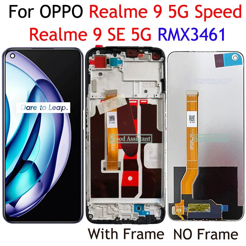 Черный 6,6-дюймовый ЖК-дисплей для OPPO Realme 9 5G Speed RMX3461, дигитайзер сенсорного экрана в сборе/с рамкой для Realme 9 SE 5G