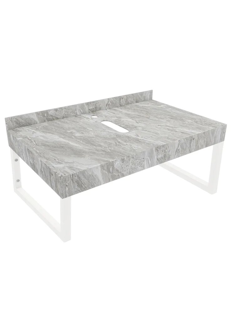 Столешница в ванную под раковину Teymi Helmi 80 серый мрамор с белыми кронштейнами