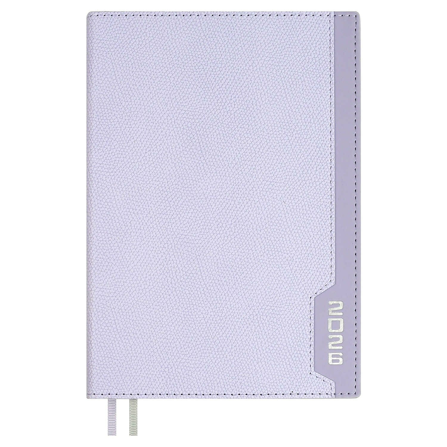 Еженедельник дат. 2026г. А5 176л "Джут" сиреневый, кожзам, тв. переплет, тисн. фольгой, офсет, справ. мат-лы, 2 ляссе, инд. уп