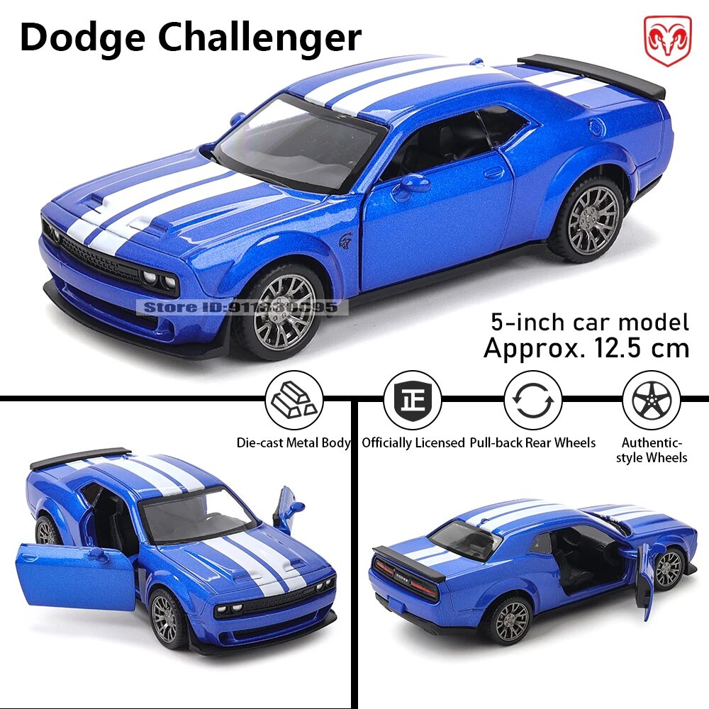 Металлическая модель Dodge Challenger, синий, 1:36