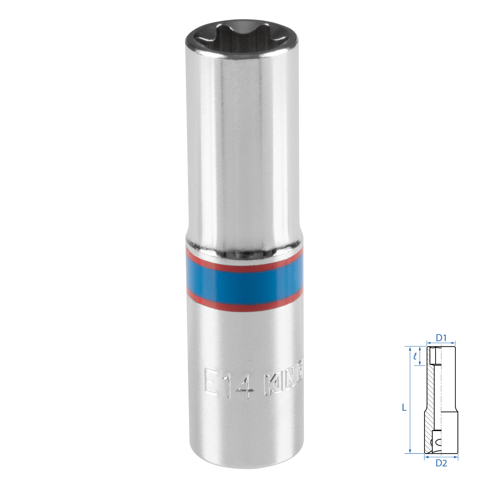 Головка торцевая TORX Е-стандарт 3/8", E14, L = 63 мм KING TONY 327514M — фото 1